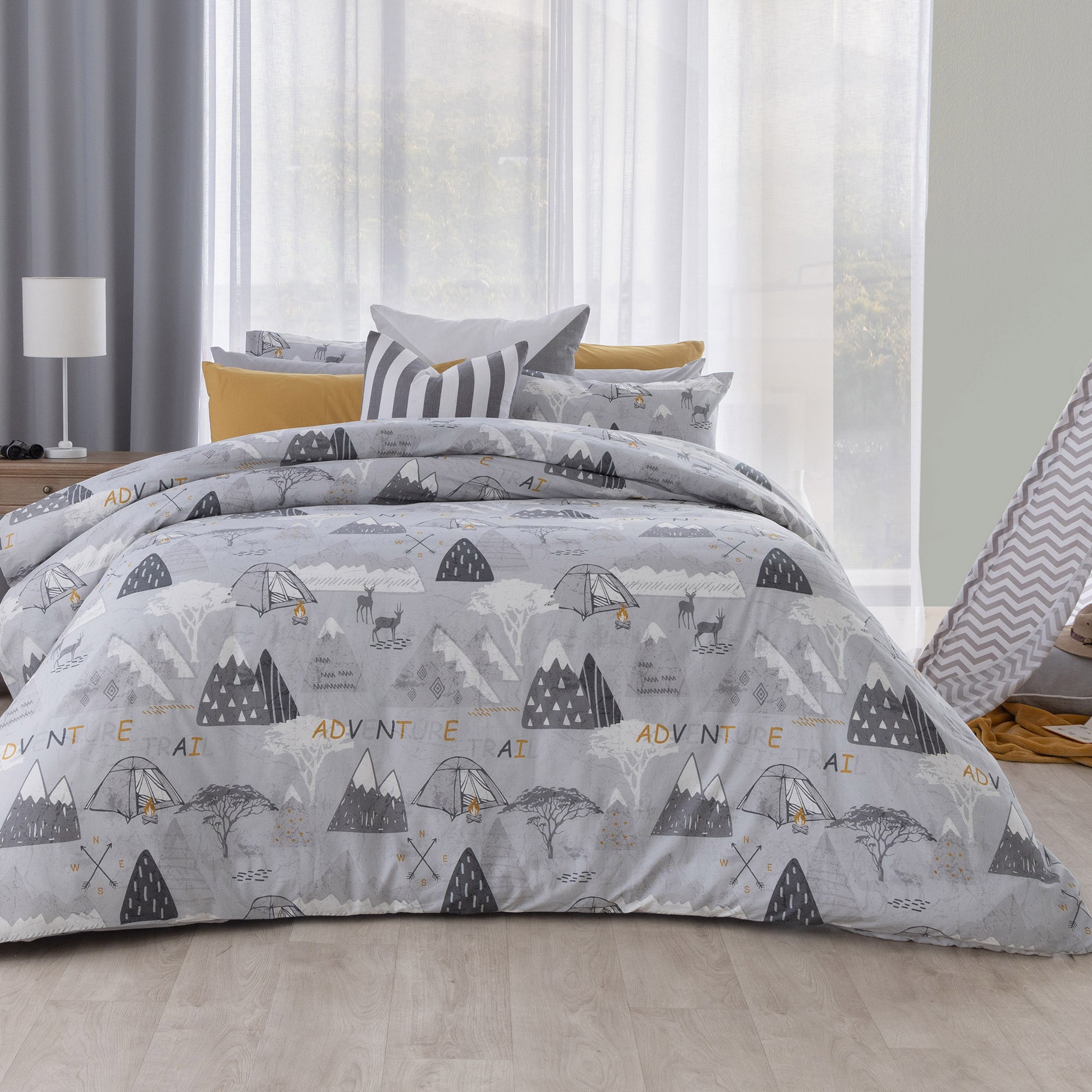 ADVENTURE GREY DUVET COVER SET | Volpes