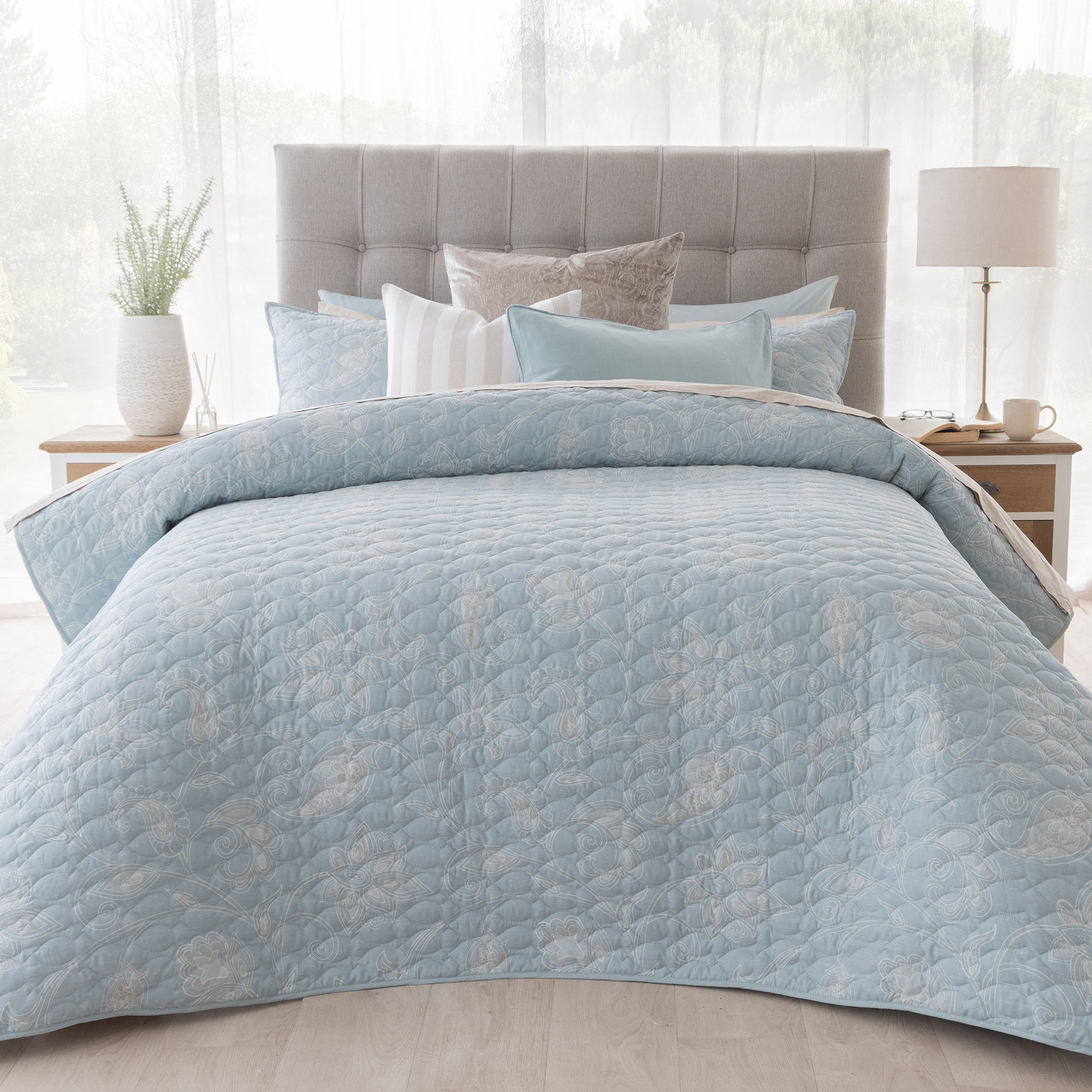 SONYA DUCK EGG QUILT SET | Volpes