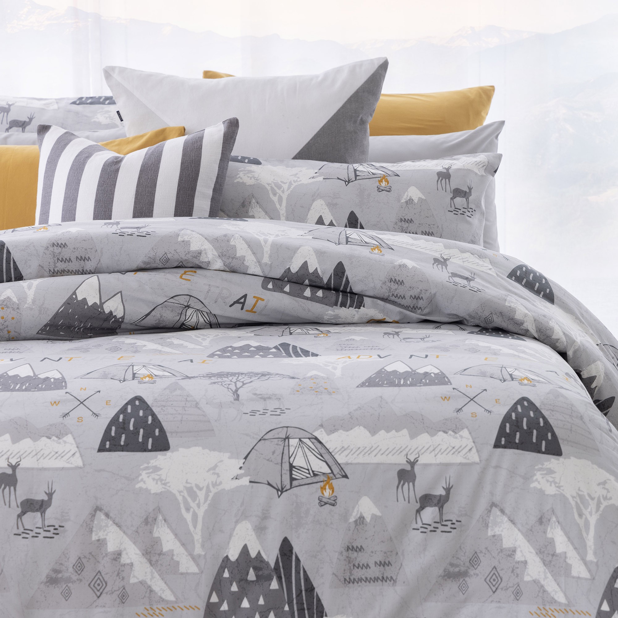 ADVENTURE GREY DUVET COVER SET | Volpes