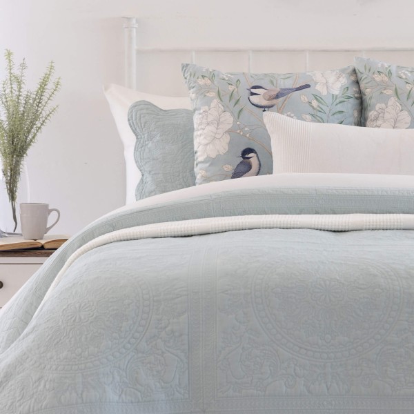 Bianca Duck Egg Quilt Set | Volpes